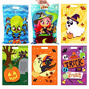JOYIN 72 Pcs Halloween Goodie Bags, Halloween Candy Bags in 6 Designs for Kids Snacks Party Favors, Trick or Treating Bag for Halloween Party Supplies, Snacks Stuffers Prizes