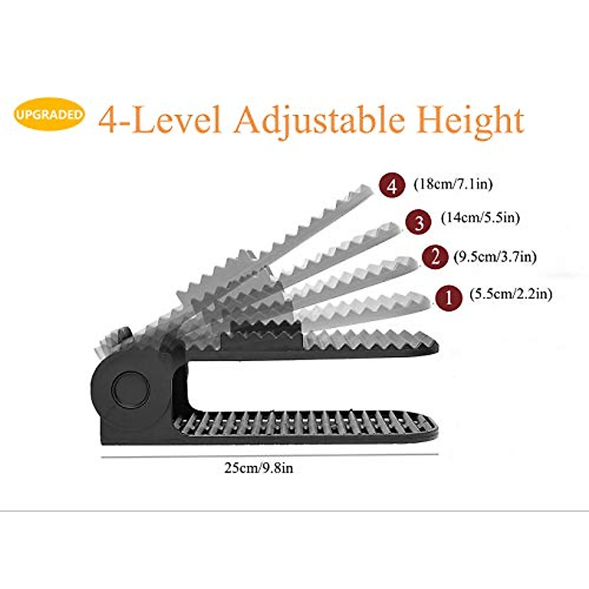 Yagizaai Bayou Shoe Slots, 8 PCS Shoes Slots Organizer, 4-Level Adjustable Shoe Stacker, Upgraded Shoe Space Saver, 50% Space-Saving Shoe Holders(Black)