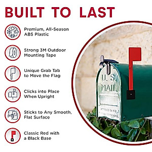 No Tools Needed Sturdy Mailbox Flag Replacement [2 Pack], Mail Flag, Sticks to Most Surfaces, Heavy Duty for Any Weather, No Tools Required, Easy Assembly, Universal Mailbox Flag Replacement Kit
