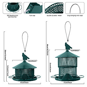 Metal Bird Feeders for Outside Hanging,Squirrel Proof Wild Bird Feeders for Cardinal, Heavy Duty with 4lbs Large Seed Capacity,6 Perches for Garden Yard Outdoors
