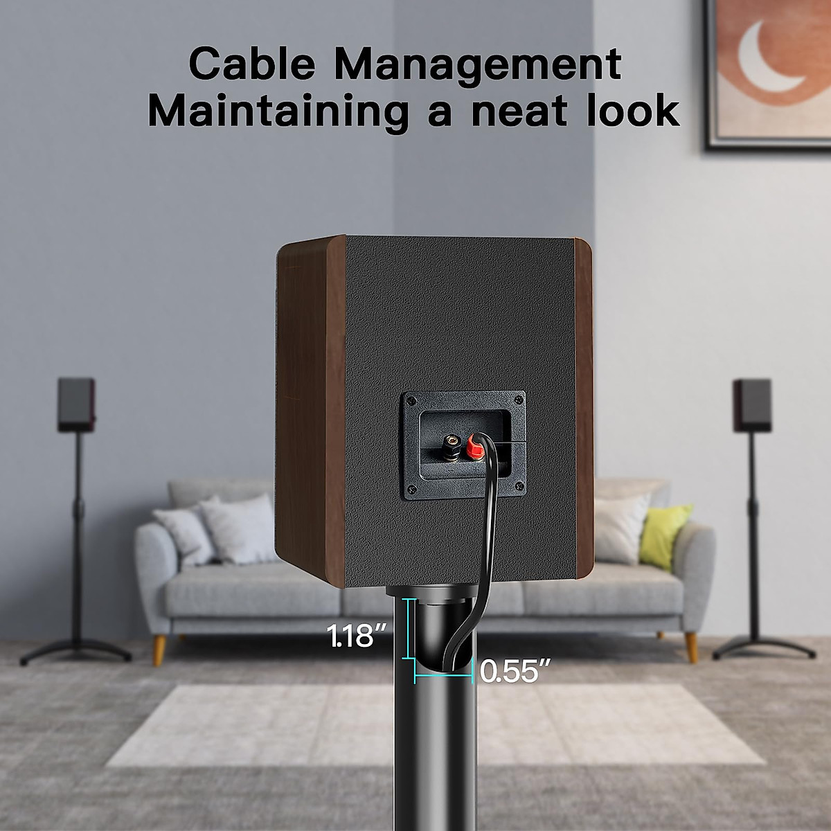 PERLESMITH Speaker Stand Height Adjustable - Extends 19.29" to 44.29" - Holds Satellite Speakers & Small Bookshelf Speakers up to 9 lbs, Floor Stands for Sony Bose Polk JBL Yamaha and Others - 1 Pair