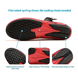 Santic Mens Lockless Cycling Shoes Lock-Free Road Bike Shoes Cycling Sneakers Cleats not Compatible Indoor and Outdoor Bicycle Shoes Red
