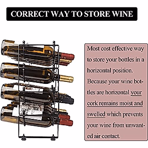 TONLEA 4 Tier Wine Rack, 3-in-1 16 Bottles Wine Storage, Wine Bottle Rack Stackable, Wine Storage Rack for Cabinet Pantry(Dark Black, Version 2.0)