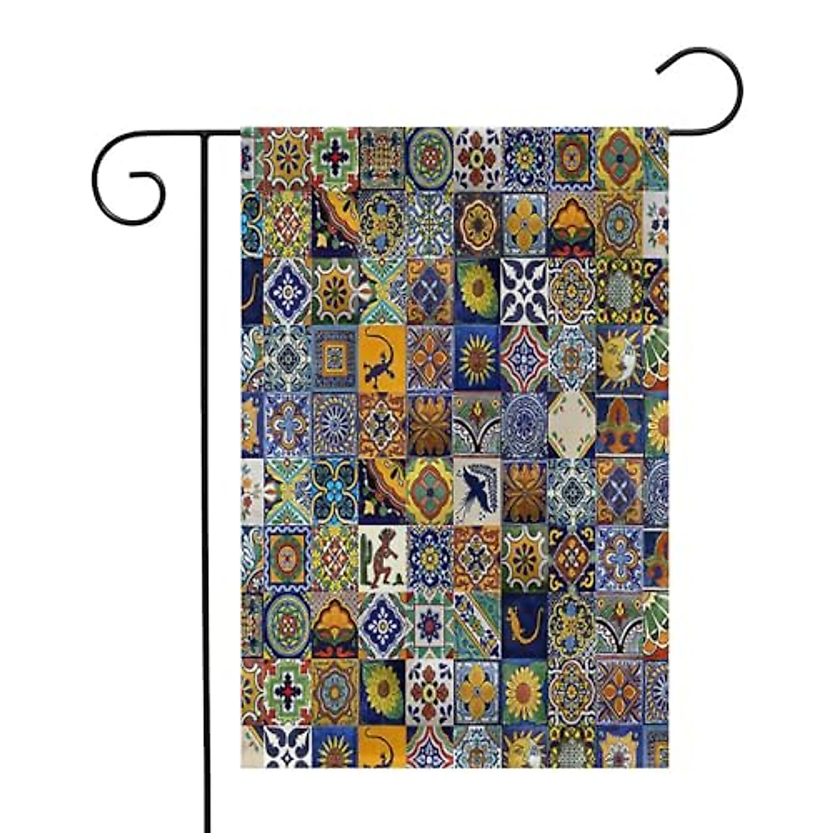 Double-sided garden flag Mexican Talavera Tiles Boho Print Outdoor Flag Garden Flag Yard Outdoor Decoration （12×18in）.