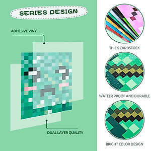 9 Pieces Pixel Mine Posters 8 x10 Inches Painted Gaming Wall Decor Teen Room Decor Art Pixel Mine Party Supplies Mining Fun Wall Art Kitchen Wall Decor for Boys, Kids Bedroom, Game Room, Playroom