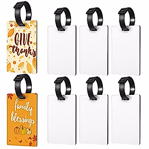 Sublimation Blank Luggage Tags with Straps, Heat Transfer Double Sided Blank MDF Travel Bag Baggage Tags, Heat Press Suitcase Labels, DIY Travel ID Tags for Traveling Bag Luggage Suitcase (8)