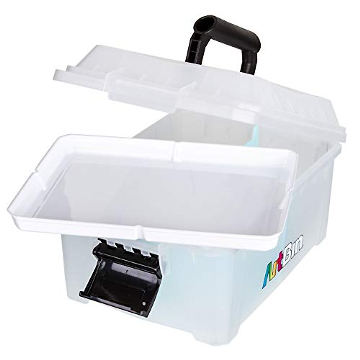 ArtBin 6817AG Sidekick Cube Carrying Case with Open Lift-Out Tray, Portable Art & Craft Organizer with Handle, [1] Plastic Storage Case, Clear
