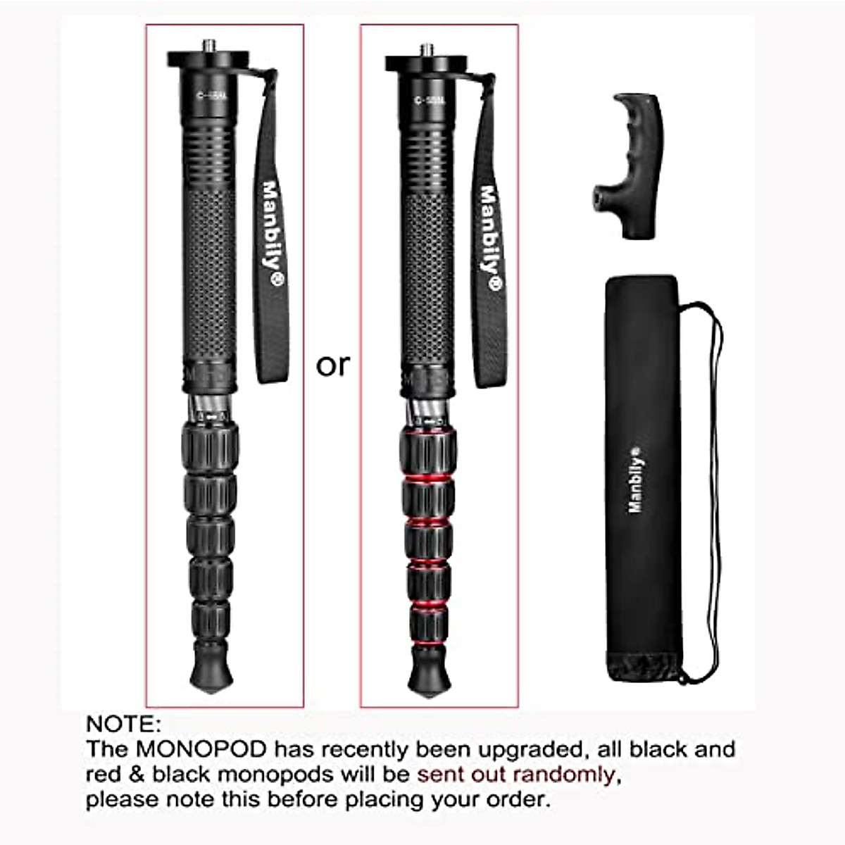 Manbily Camera Monopod Carbon Fiber Portable Compact Lightweight Travel Monopod with Carrying Bag Walking Stick Handle,for DSLR Canon Nikon Sony Video Camcorder,6 Sections up to 61-in (C-555L)