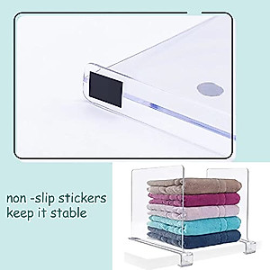 AOIEORD Shelf Dividers Acrylic Closet Clear Organizer for Clothes Book Shoes Display Cabinet Adjustable Separators 4 Pack