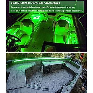 Seaponer Pontoon Boat Light, Marine Led Light Strip for Duck Jon Bass Sailboat Kayak Flex Lighting for Boat Deck Accent Courtesy Interior Lights Fishing, Green,12v, 5m(16.4ft)