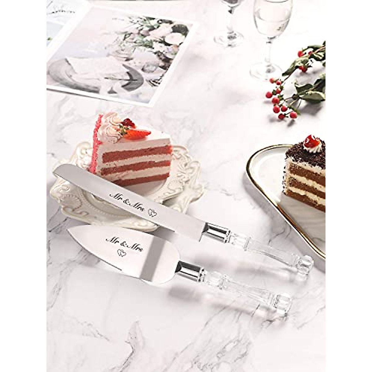 AW BRIDAL Cake Cutting Set for Wedding- Mr and Mrs Cake Cutter, Wedding Cake Knife and Server Set Engagement Anniversary Birthday Gifts