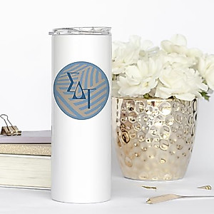 Sigma Delta Tau Stainless Steel Skinny Tumbler 20 OZ, Vacuum Double Wall Insulated Tumbler Cup, Tumbler with Lid and Straw, Gift for Coffee Water Hot Cold Drinks (Sigma Delta Tau - 13)