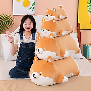 MIAOHAHA Chubby Plush Shiba Inu Toy Pillow Stuffed Animal Dog Akita Plush Pillow Toy Hugging Pillow for Kids and Girls(70cm/27.5in)