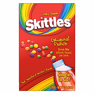 Skittles Singles To Go Drink Mix Variety Pack Bundle Original Punch, Tropical Punch and Wild Berry Punch - 3 boxes with 6 Packets in Each Box 18 Total Servings