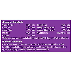 Blue Buffalo Wilderness High Protein, Natural Adult Small-Bite Dry Dog Food, Chicken 24-lb