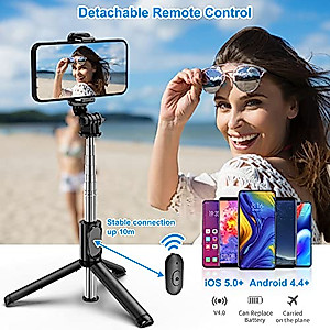 Selfie Stick, Extendable Selfie Stick Tripod with Wireless Remote and Tripod Stand, Portable, Lightweight, Compatible with iPhone 14 13 12 Pro Xs Max Xr X 8Plus 7, Samsung Smartphone and More