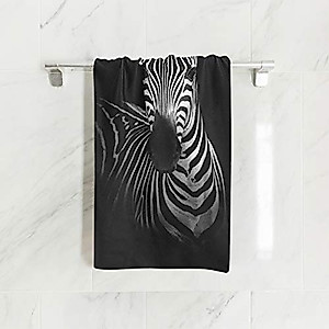African Zebra Print Animal Pattern Hand Towel Yoga Gym Cotton Face Spa Towels Absorbent Multipurpose for Bathroom Kitchen Hotel Home Decor Set 15x30 Inch