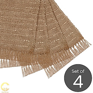 Comfy-co Handcrafted Jute Burlap Placemats Set of 4 - Farmhouse Reversible Placemats for Wedding Parties BBQ's Everyday Holidays - 100% Jute 14x19 inch Rustic Vintage Placemats Natural