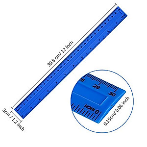 20 Pack Plastic Ruler 12 Inch Straight Ruler with Inches and Metric Bulk Rulers for School Classroom, Home, or Office (Colorful)