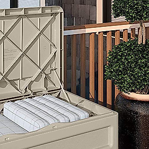 Suncast 73-Gallon Resin Outdoor Patio Storage Deck Box with Seat, Taupe (2 Pack)