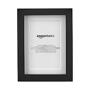 Amazon Basics 5" x 7" Rectangular Photo Picture Frame or 4" x 6" with Mat, 2-Pack, Black