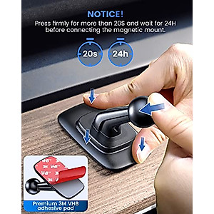 OQTIQ for MagSafe Car Mount Magnetic Phone Holder for Car Dash Mount Phone Holder Fit Curved Surface Flexible Rotation Compatible with iPhone 14 13 12 Pro Max Plus Mini, MagSafe Case, All Cellphones