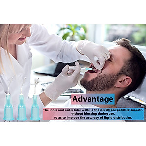 300 Pcs Bent Blunt Tip Dispensing, Bent Flow Dispensing Tips, Disposable Bent Irrigation Blunt Tips, Great for Oil or Glue Applicator (Blue 23G)