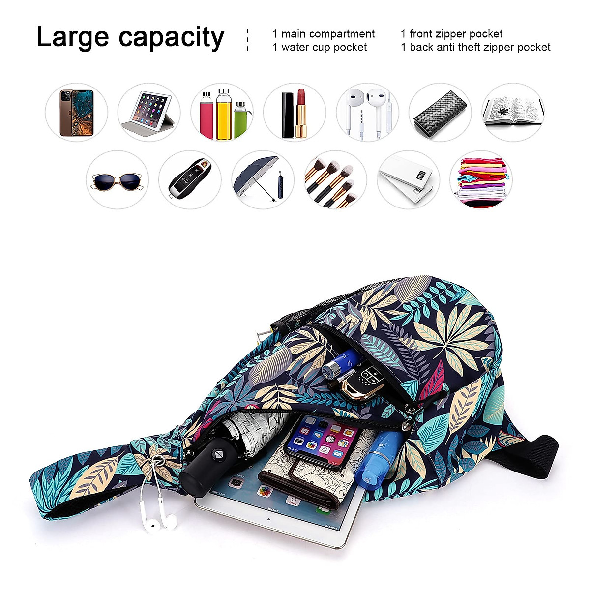 XEYOU Unisex Sling Bag Multipurpose Crossbody Shoulder Bag Travel Chest Pack for Men Women Lightweight Casual Daypacks (Cotton)