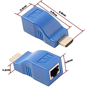 HDMI Extender,HDMI to RJ45 Network Cable Extender Converter Repeater Over Cat 5e /6 1080p up to 30m Extender for HDTV PS4 STB , Request Pure Copper Cat 5e /6 Wire- Not Support HDCP