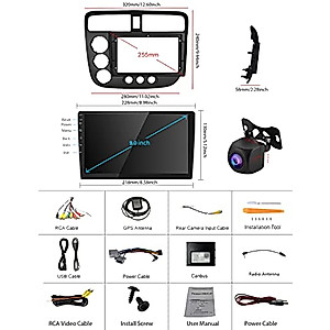 for Honda Civic 2001-2005 Android Car Stereo Support Wireless Carplay/Android Auto with 9 inch Touchscreen WiFi GPS Navigation BT USB FM/RDS Radio Receiver Backup Camera Steering Wheel Control