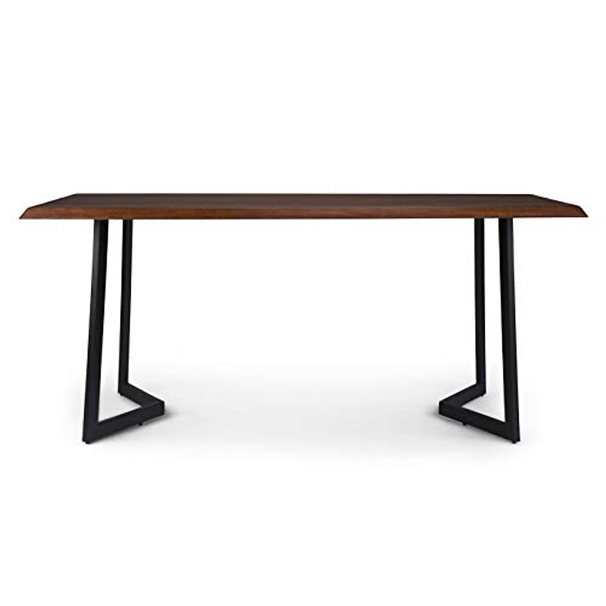 SIMPLIHOME Watkins SOLID MANGO WOOD 72 inch x 36 inch Rectangle Industrial Contemporary Dining Table with Inverted Metal Base in Dark Brown, for the Dining Room and Kitchen, Industrial Contemporary