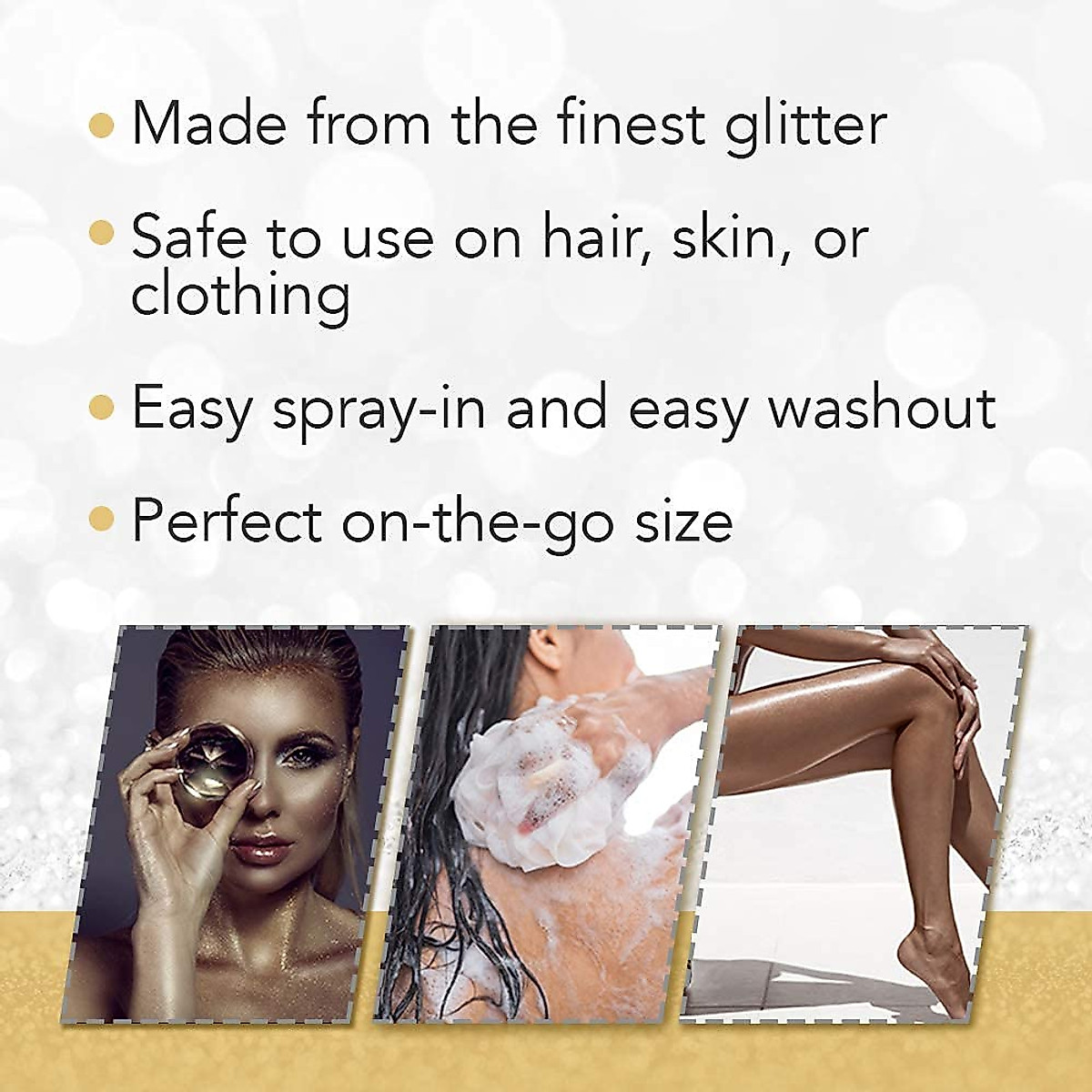 Punky Temporary Hair and Body Glitter Spray, Gold/Silver -Lightweight Shimmery Hairspray for Hair, Skin, and Clothes, Sparkly Glow for Parties & Events, 3.5 oz