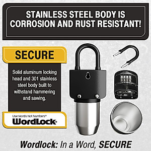 WordLock Key lock box – large capacity Secure Realtor Storage Lockbox with 4 Letter Word combination - Indoor / Outdoor Use for surfers, beach and sports
