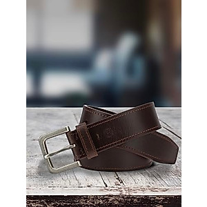 Wrangler Men’s Leather Country Casual Every Day Dress Belt for Jeans, Khakis Brown 36