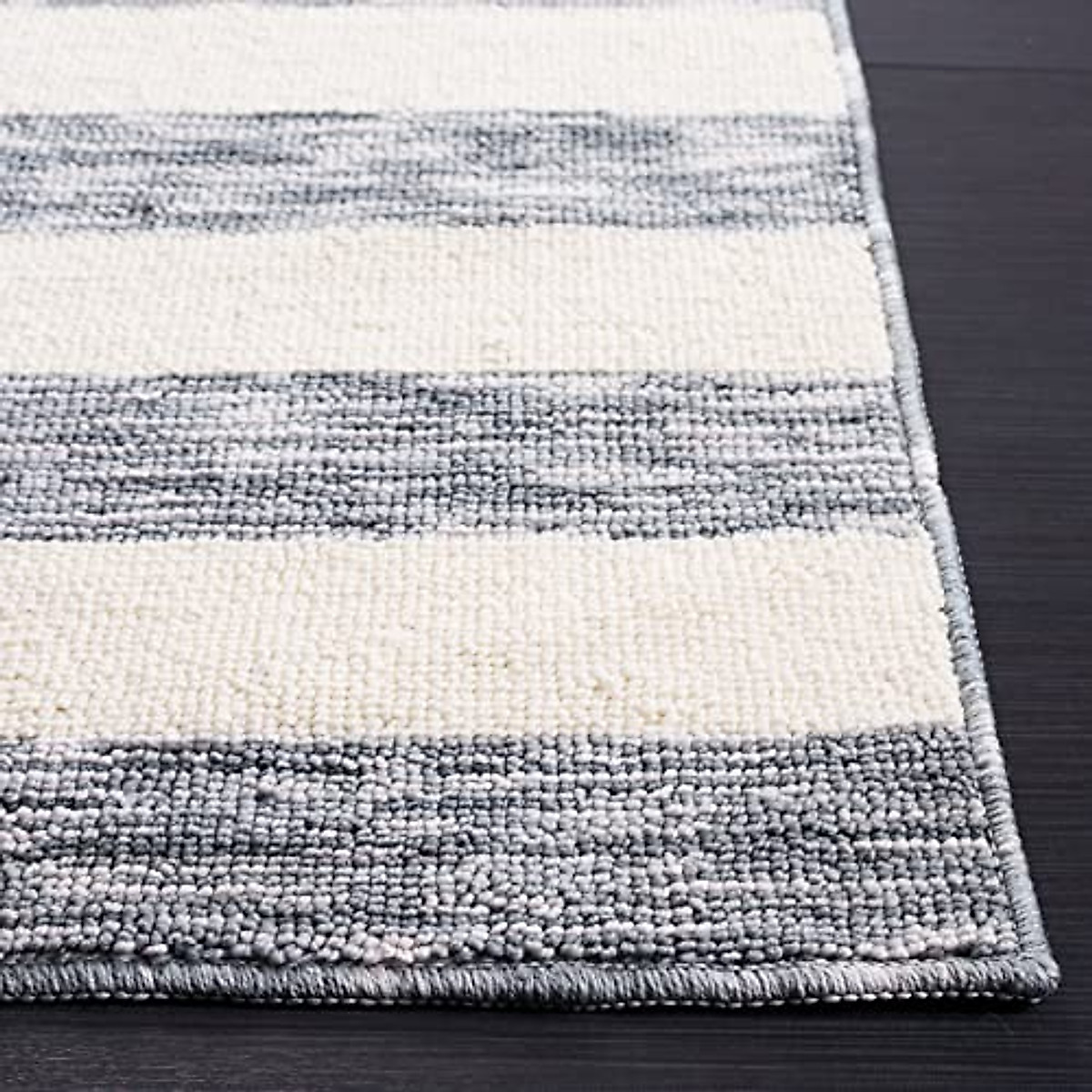 SAFAVIEH Easy Care Collection Accent Rug - 2'3" x 4', Grey & Ivory, Stripe Design, Non-Shedding & Easy Care, Machine Washable Ideal for High Traffic Areas in Entryway, Living Room, Bedroom (ECR115F)