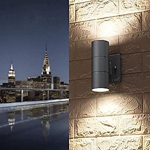 LMP Modern Outdoor Wall Light in 2 Lights Porch Light Patio Light with Black Aluminum Finish for Decoration,Garage 4Pcak Gray