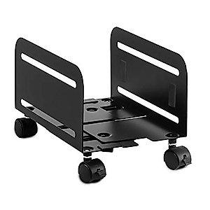 Mount-It! Rolling CPU Stand with Wheels, Heavy Duty Desktop Computer Tower Cart with Ventilation and Adjustable Width from 4.87 to 8.5 Inches, Steel