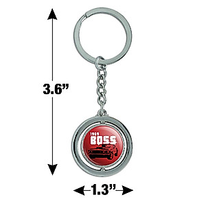 GRAPHICS & MORE Ford Mustang 1969 Boss Keychain Spinning Round Chrome Plated Metal