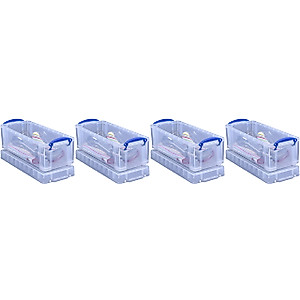 Really Useful Box Plastic Storage Box, 6.5 Liters, 17 1/2" x 7" x 6 1/4", Clear (Four Pack)