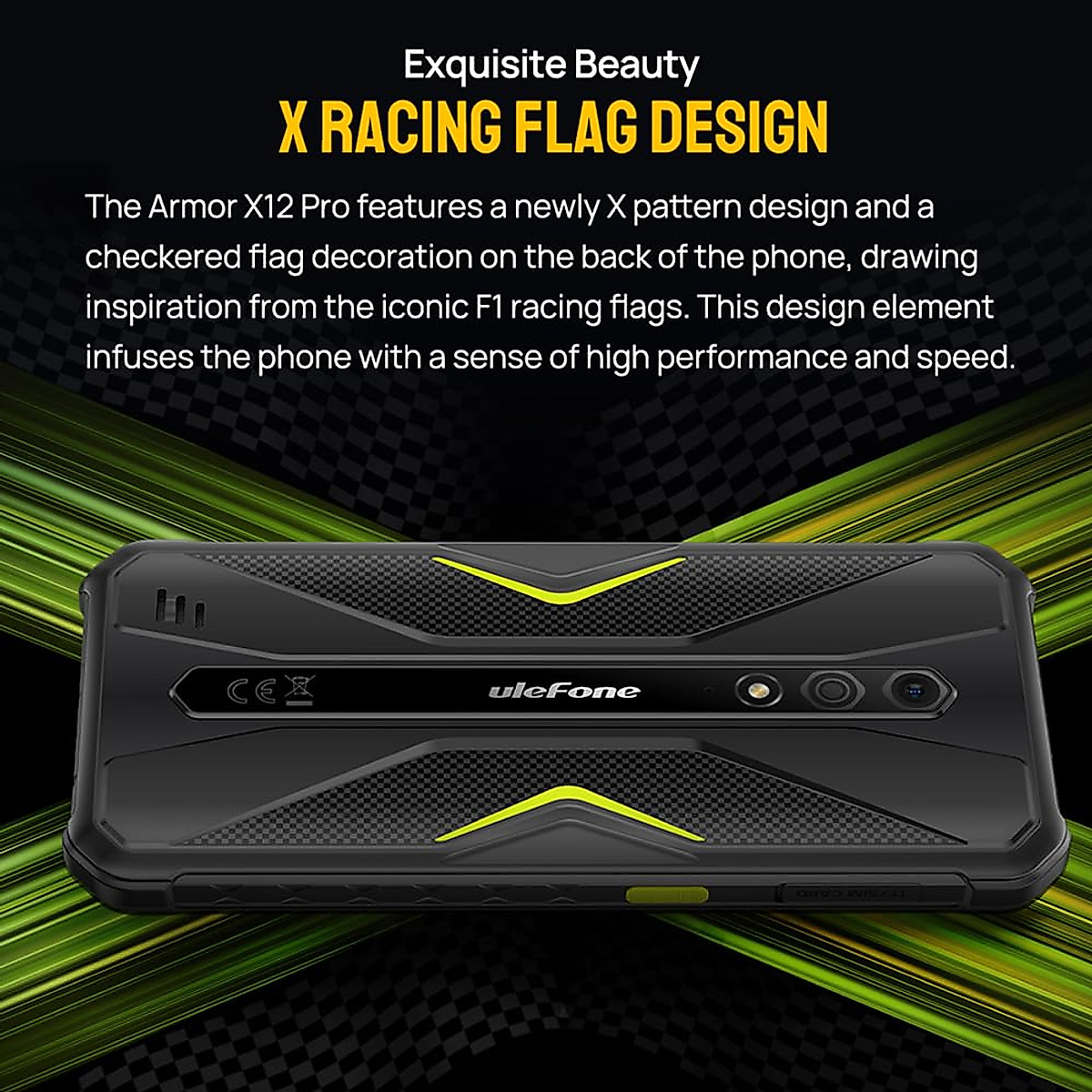 Ulefone Armor X12 Pro Rugged Smartphone Unlocked, MTK Helio G36 8GB+64GB Android 14 Cell Phone, 13MP+8MP, 5.45" HD+, 4860mAh, Dual SIM 4G Rugged Phone, NFC GPS OTG FM,T-Mobile,Black