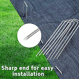 100 Pcs 6 inch Garden Landscape Staples Galvanized Pins Lawn Stakes for Weed Barrier Ground Cover,U-Type Heavy Duty (100 Pcs x 6")