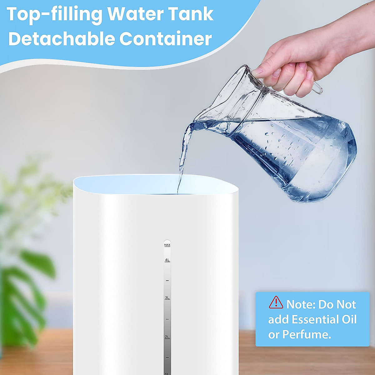 Rilextec Humidifiers for Bedroom Large Room, 4.5L Cool Mist Humidifiers Quiet for 37H, 360° Rotation Nozzle, Top Fill Room Humidifiers for Babies Nursery, Office, Indoor Plants