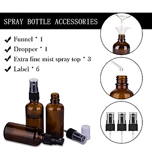 2oz Amber Glass Spray Bottles for Essential Oils, Small Empty Spray Bottle, Fine Mist Spray, Set of 3