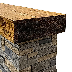 Country Living Dixson 55 Inch Wood Mantel with Faux Stone Brick Surround & 28" Smart Electric Fireplace | 55" W x 16" D x 43" H