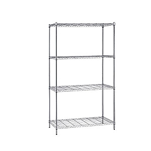 Quantum Storage Systems WR63-1430C Starter Kit for 63" High 4-Tier Wire Shelving Unit, Chrome Finish, 800 lb. Per Shelf Capacity, 14" Width x 30" Length x 63" Height