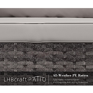 LHBcraft 7 Piece Patio Furniture Set, Outdoor Furniture Patio Sectional Sofa, All Weather PE Rattan Outdoor Sectional with Grey Cushions and Table, Grey Wicker (Grey)