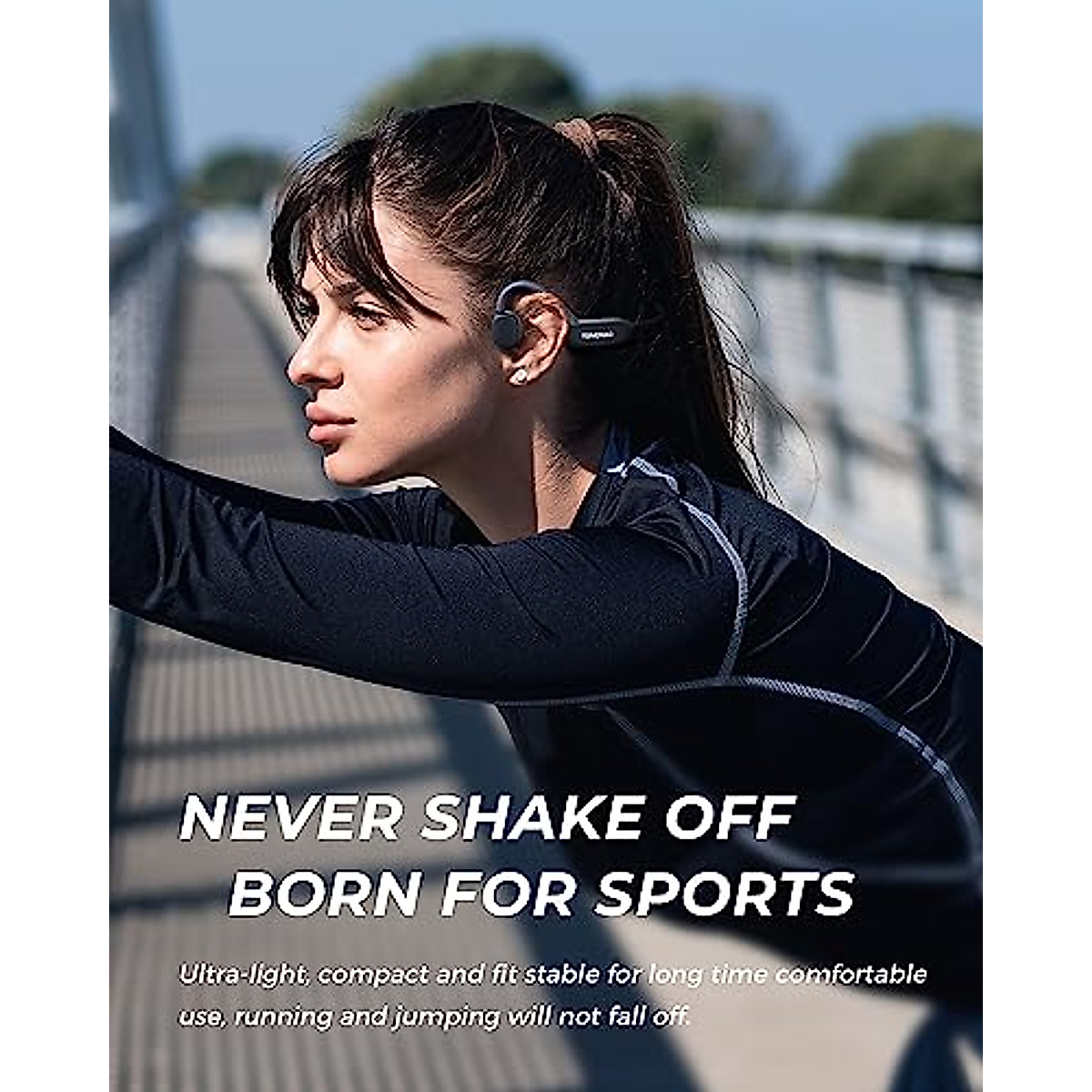 TONEMAC K2 Bone Conduction Headphones - Wireless Open-Ear Bluetooth 5.3 Sports Earbuds with Microphone for Running, Workouts, and Cycling - Sweat Resistant and Comfortable Fit