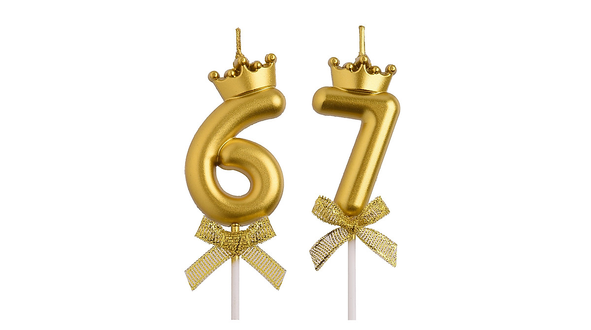Elegant Birthday Candles for 67th & 76th Milestones