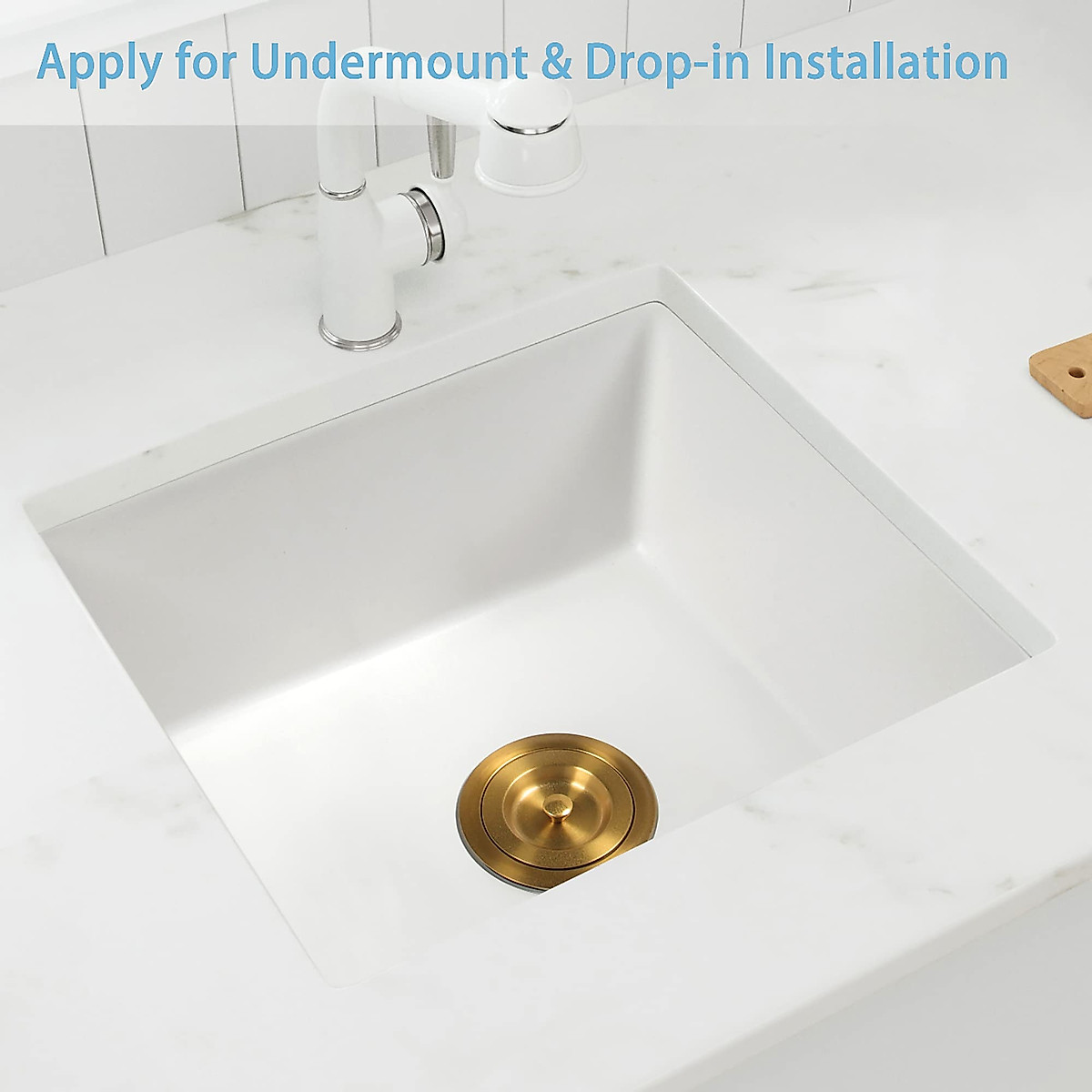 Lonsince Bar Sink,Undermount Bar Sink 16 X 18 Inch,Small RV Sink,Small Bar Sink,White Bar Sink,Granite Undermount Sink,Quartz Classic Kitchen Sink White