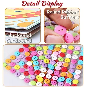 Mosaic Sticker Art Kit for Kids, Colorful Sticky Buttons DIY Handmade Art Kits,Make Your Buttons Art Crafts，for Ages 3-6 Children, Beginner, Boys and Girls-with 1wood Display Easel （8pcs）